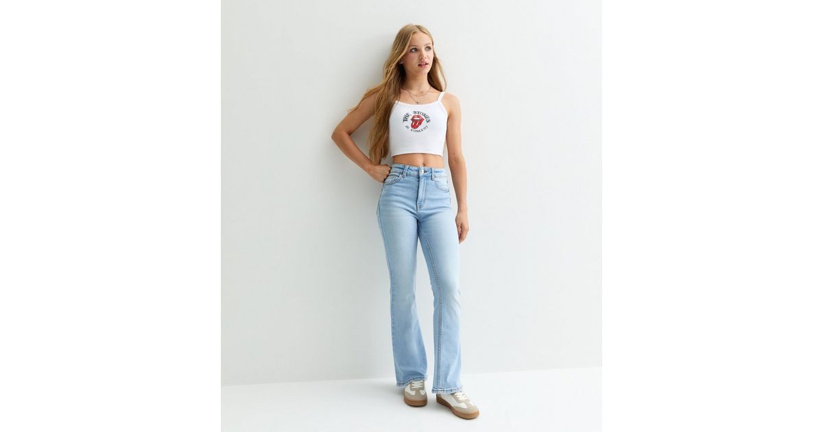 Girls Pale Blue High Waist Flared Brooke Jeans | New Look