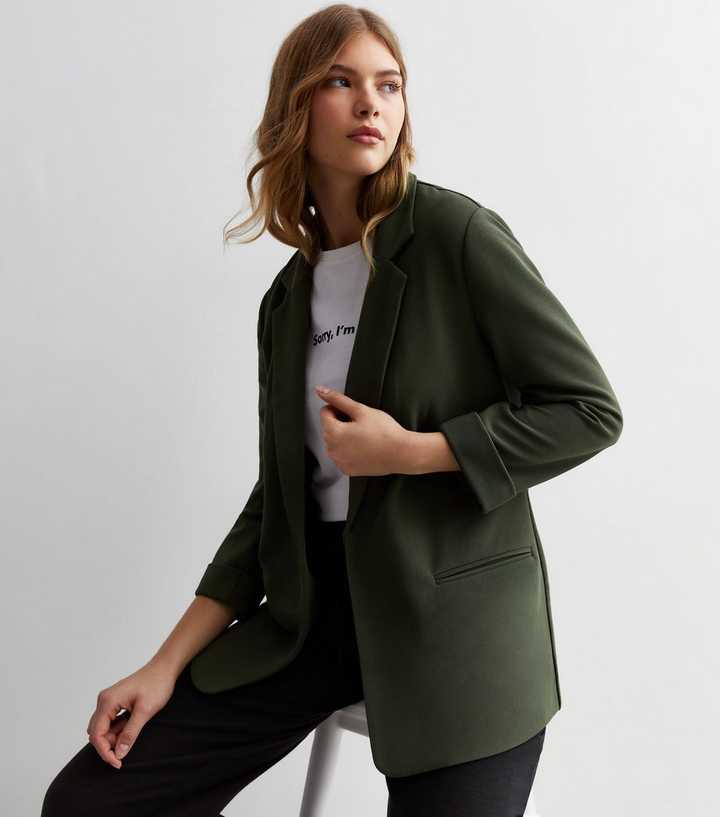 Khaki Ribbed Blazer | New Look
