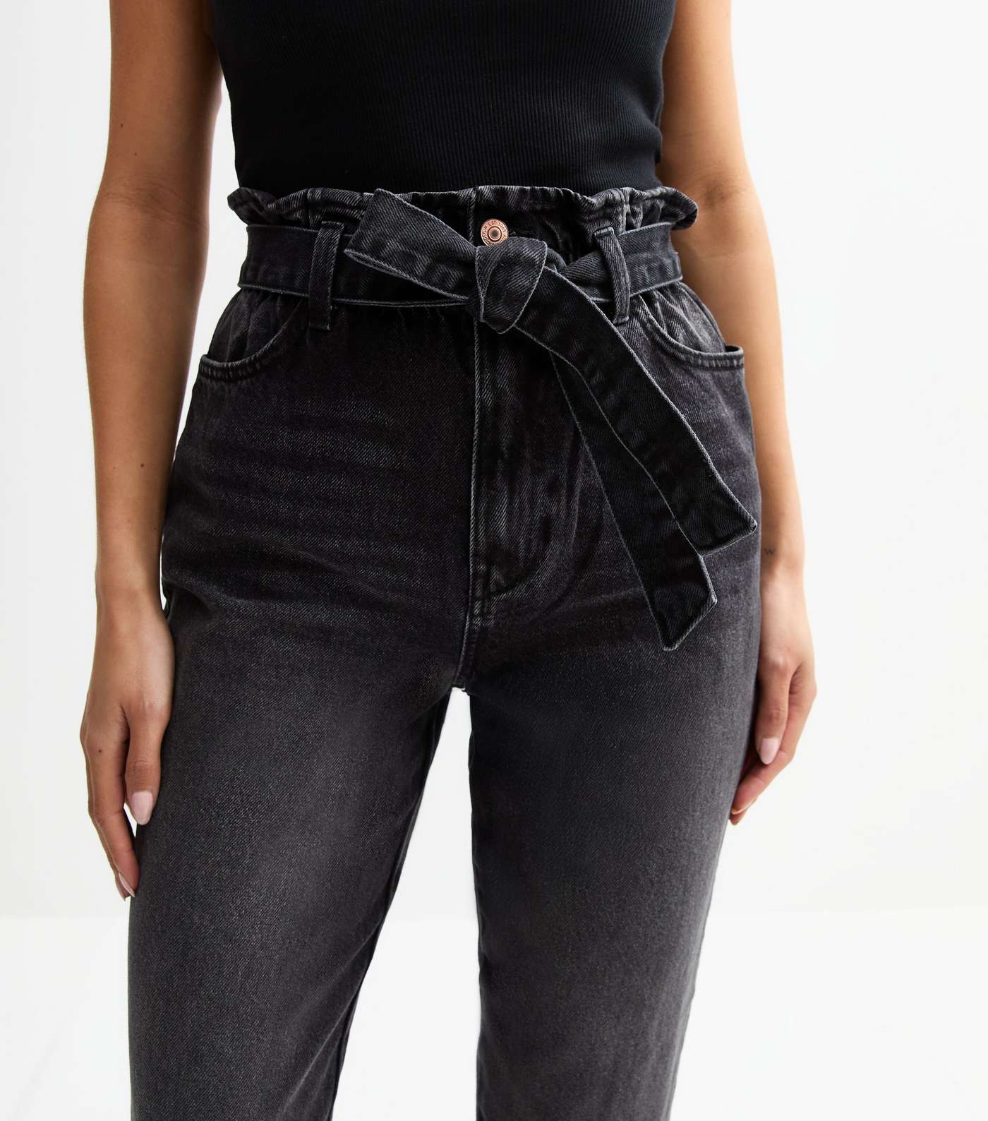 Black Dayna Paperbag Jeans New Look