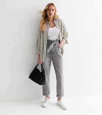 Grey Dayna Paperbag Jeans | New Look