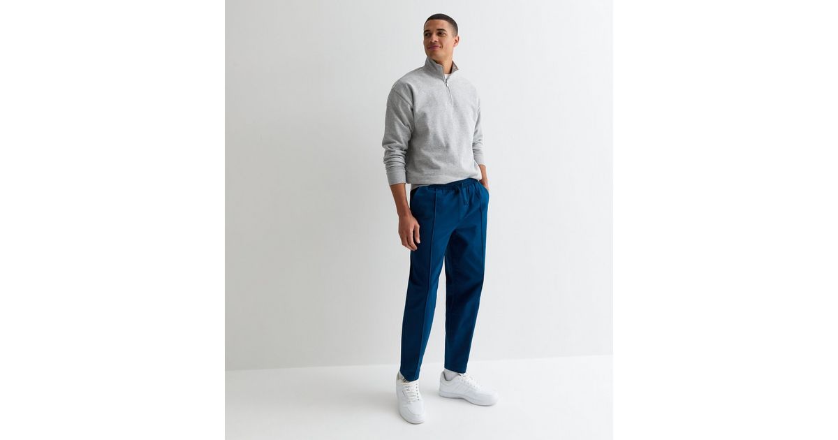 Navy Relaxed Smart Woven Pintuck Joggers | New Look