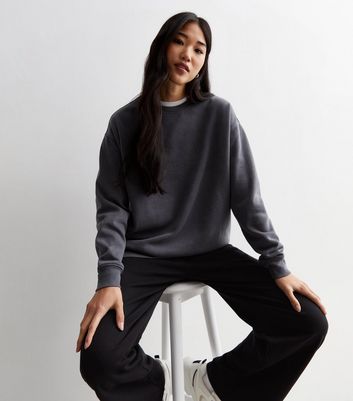 Dark Grey Jersey Crew Neck Sweatshirt | New Look