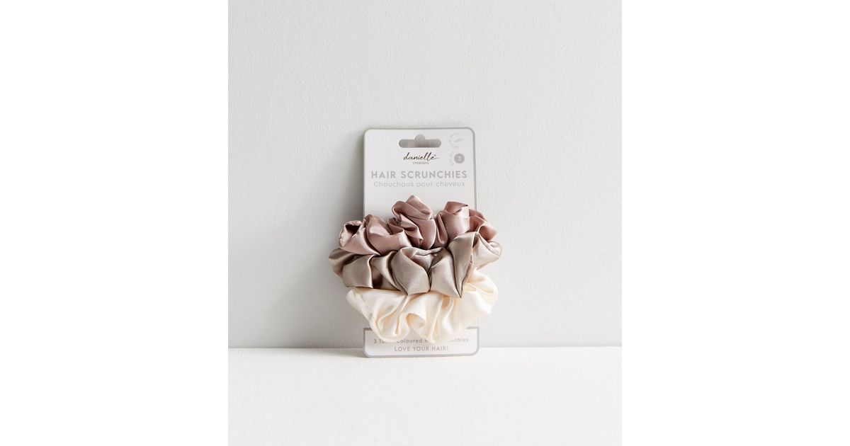 Danielle Creations 3 Pack Multicoloured Satin Scrunchies | New Look