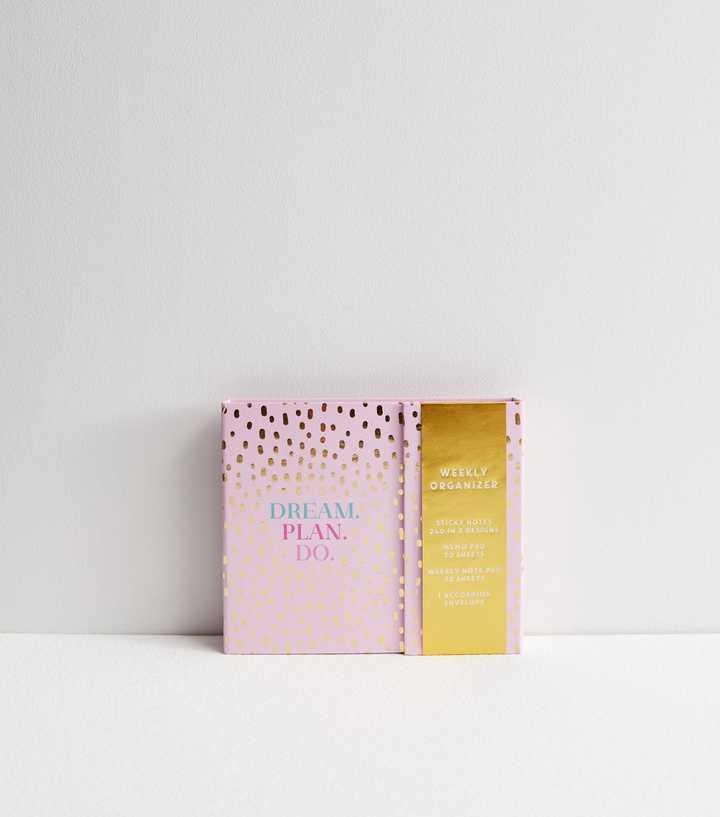 Pink Metallic Spot Weekly Planner and Sticky Notes Set | New Look