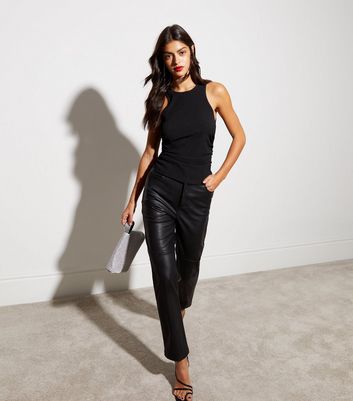 Black Ruched Racer Vest | New Look