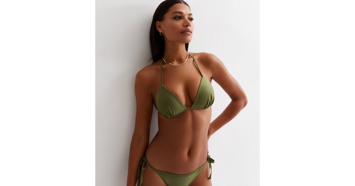 Khaki Moulded Triangle Bikini Top | New Look