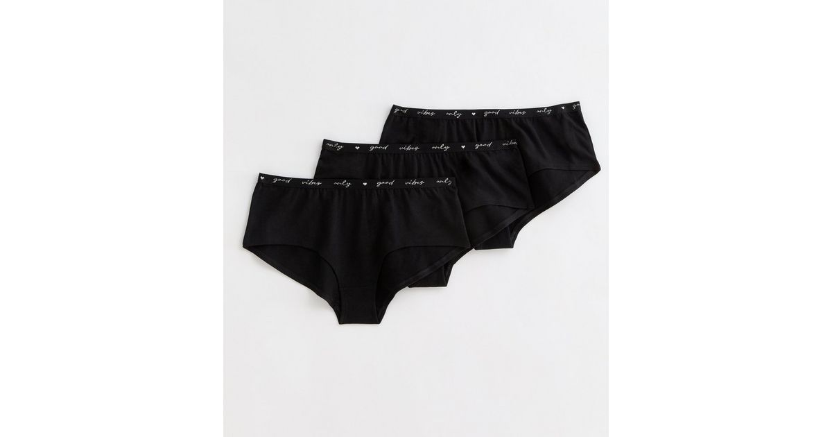 Girls 3 Pack Black Logo Short Briefs | New Look