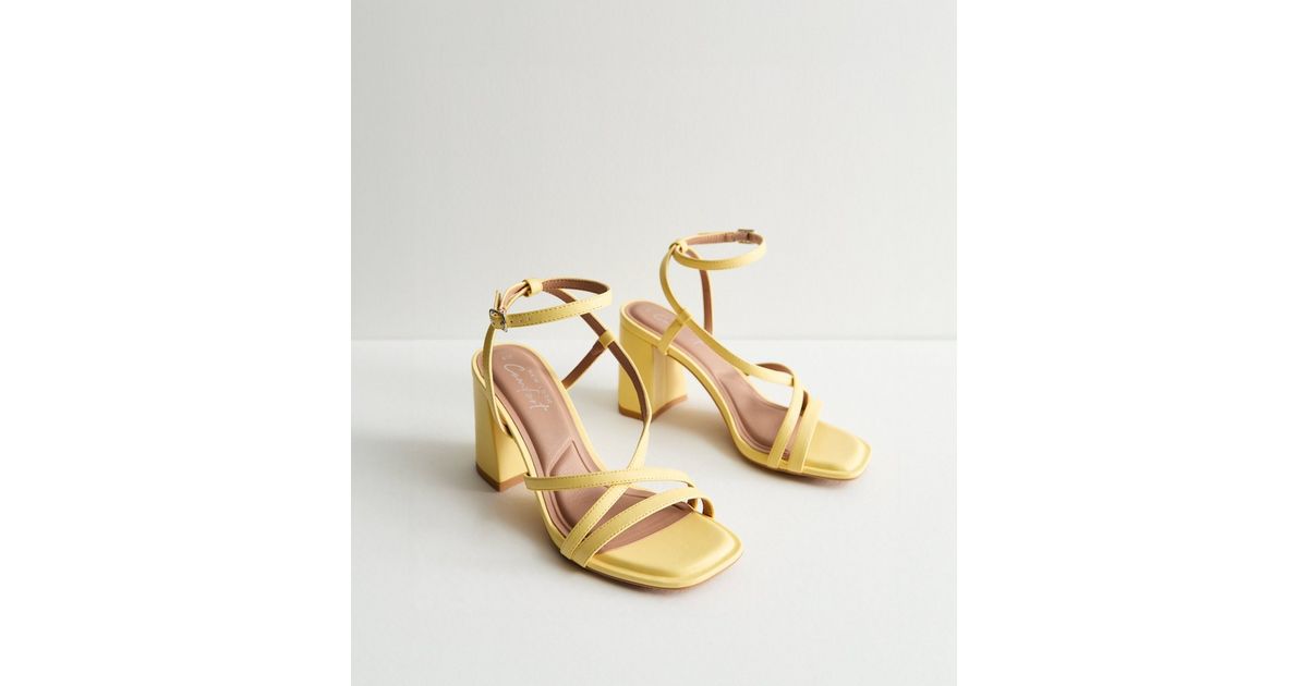 Yellow Strappy Block Heel Sandals | New Look