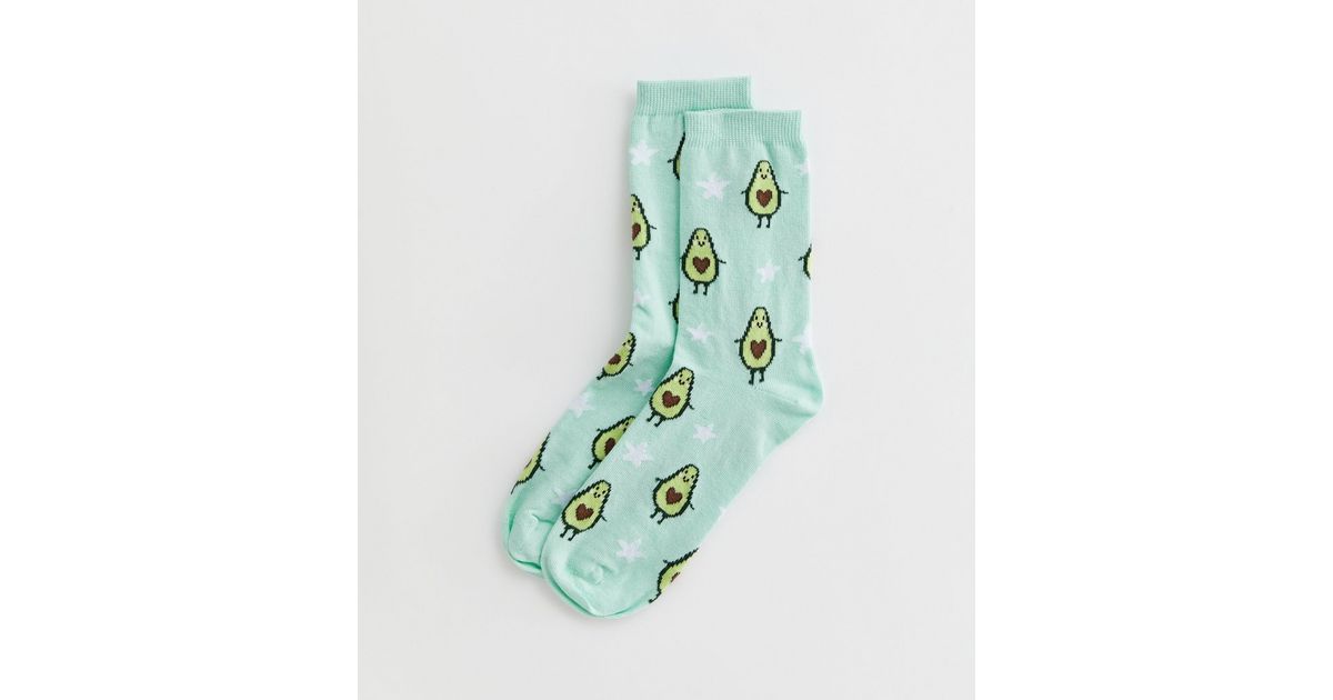 Light Green Avocado Print Socks | New Look