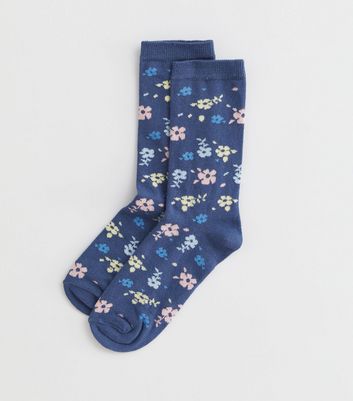 Navy Tropical Floral Print Socks | New Look
