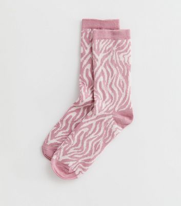 Pink Zebra Print Socks | New Look