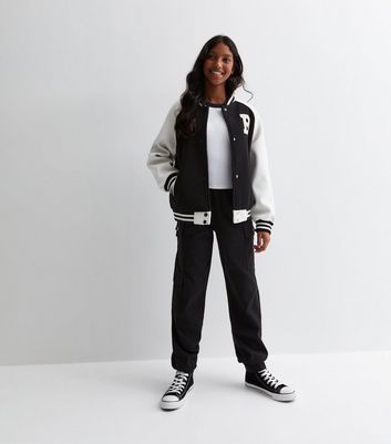 Girls Black Ribbed Raglan Long Sleeve Top | New Look