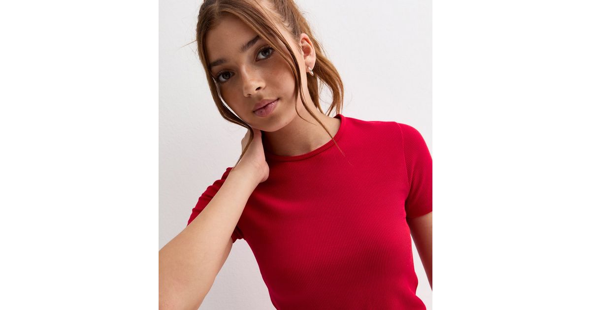 Girls Red Ribbed Sports Top | New Look