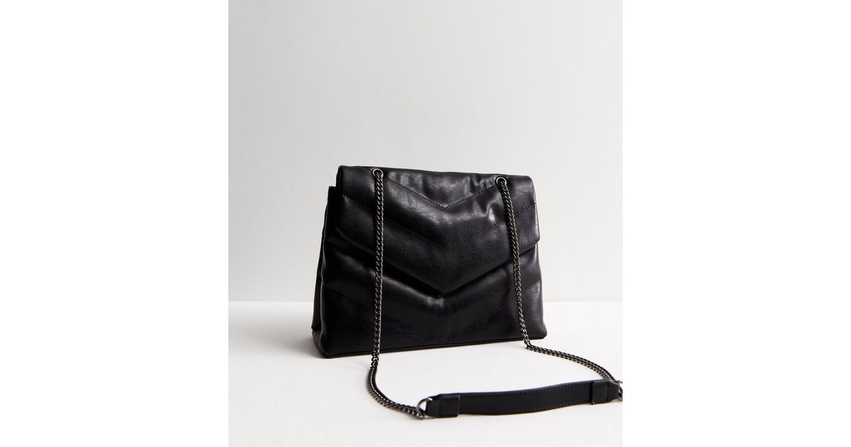 Black Quilted Oversized Cross Body Bag | New Look