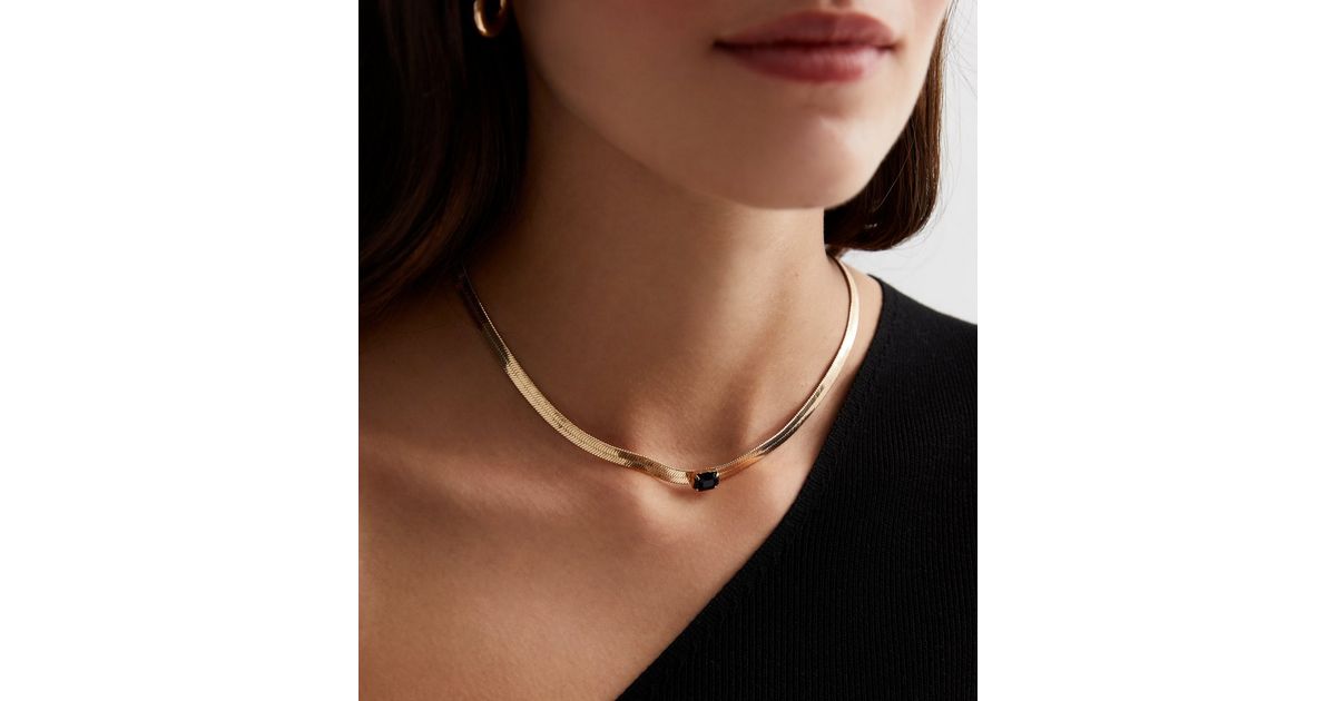 Gold Chain Gem Necklace | New Look