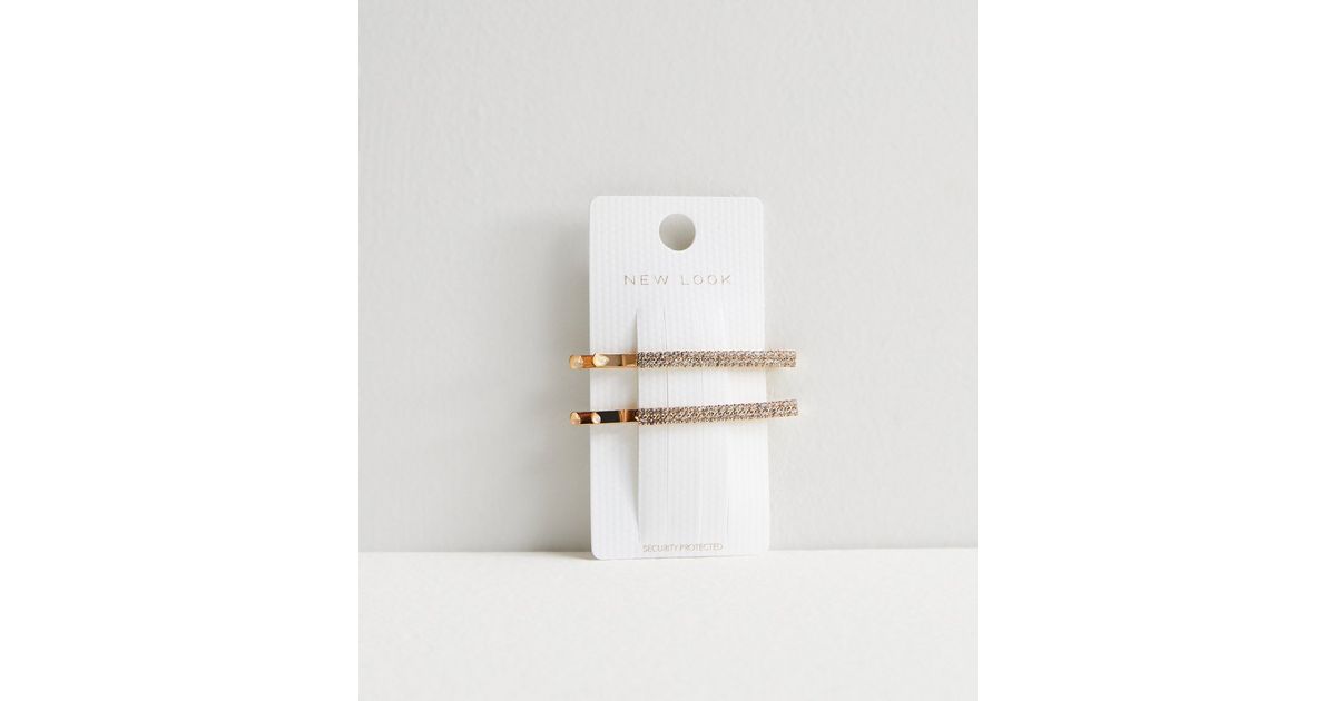 Gold Diamanté Hair Slides | New Look