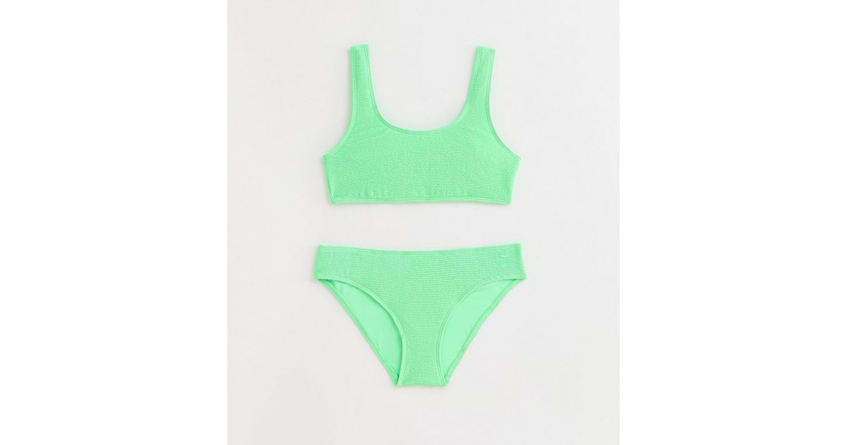 Girls Green Textured Bikini Set | New Look