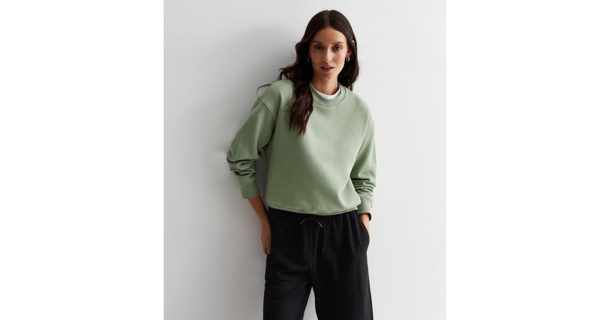 Light Green Jersey Crop Sweatshirt | New Look