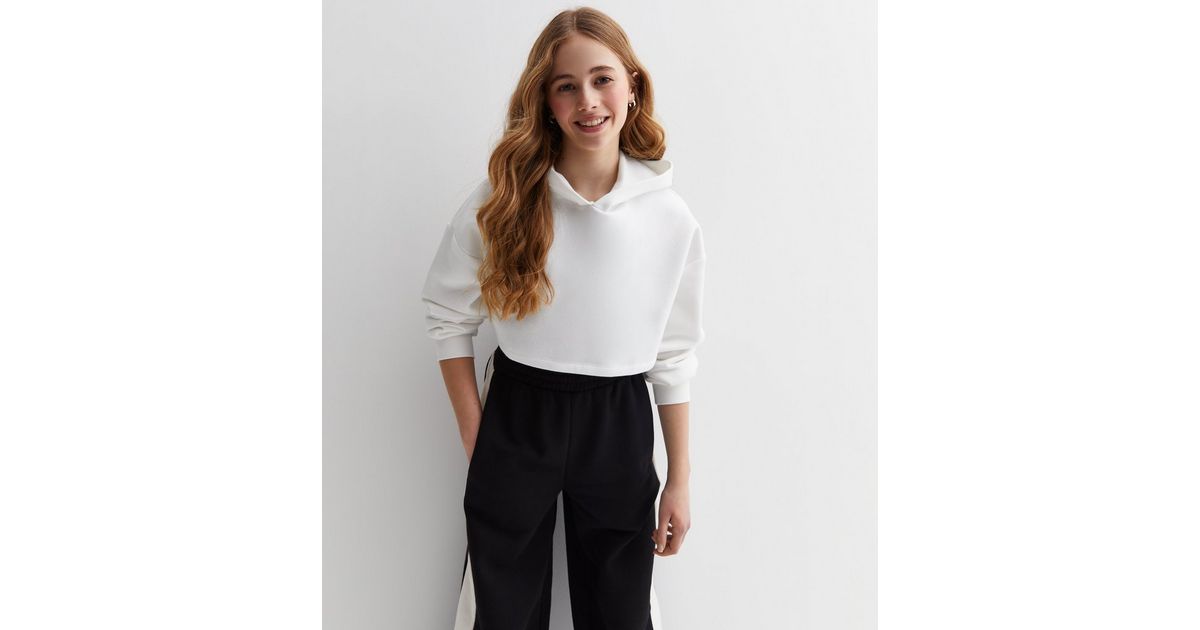 Girls Cream Crop Hoodie | New Look