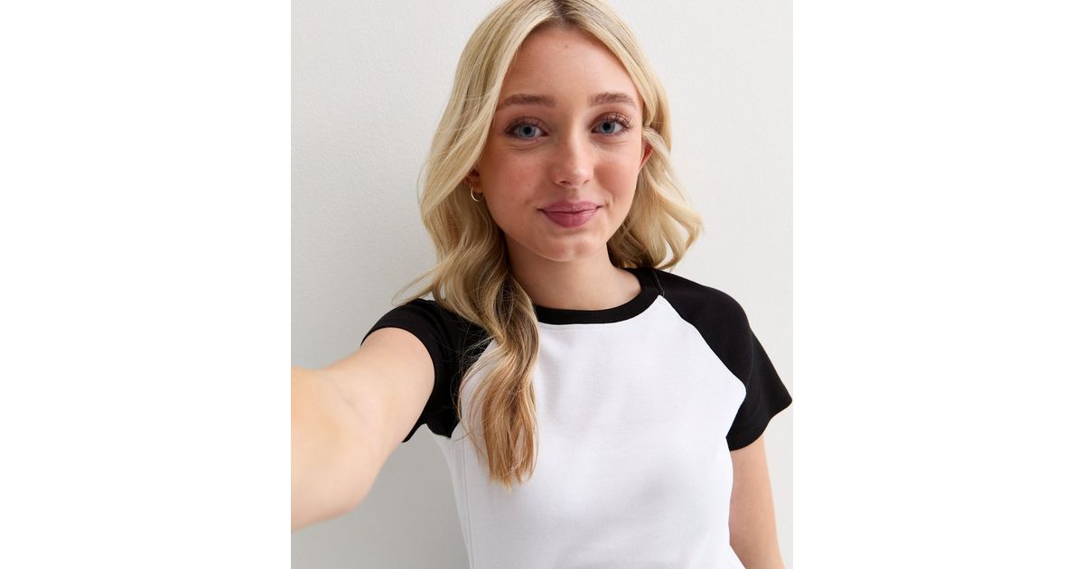 Girls Black Raglan Sleeve T-Shirt | New Look