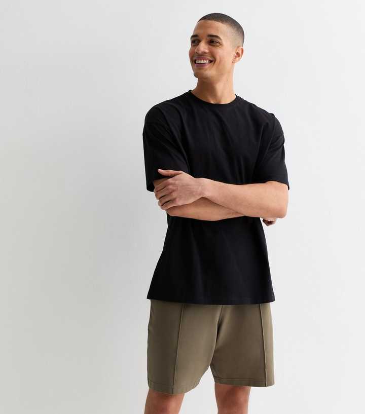 Khaki Relaxed Fit Cotton Pintuck Drawstring Shorts | New Look
