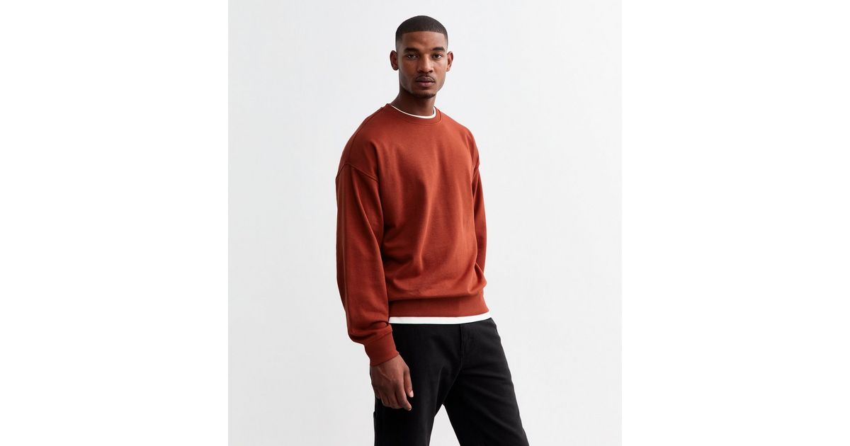 Red Oversized Crew Neck Sweatshirt | New Look