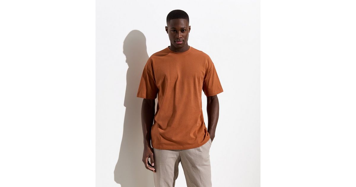 Rust Cotton Crew Neck Oversized T-Shirt | New Look