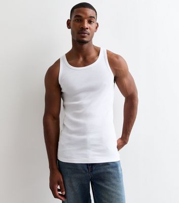 White Ribbed Jersey Muscle Fit Vest | New Look