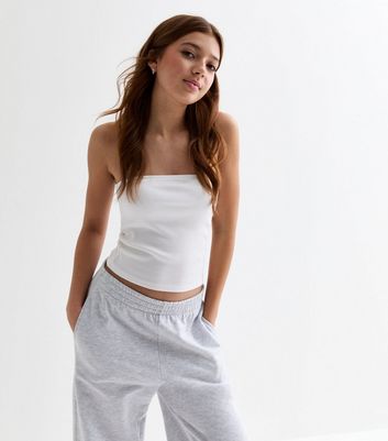 Girls White Ribbed Bandeau Top | New Look