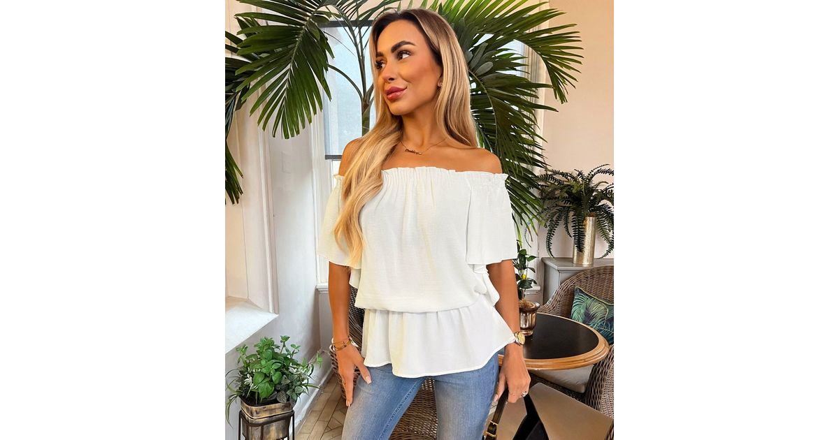 AX Paris Cream Bardot Top | New Look