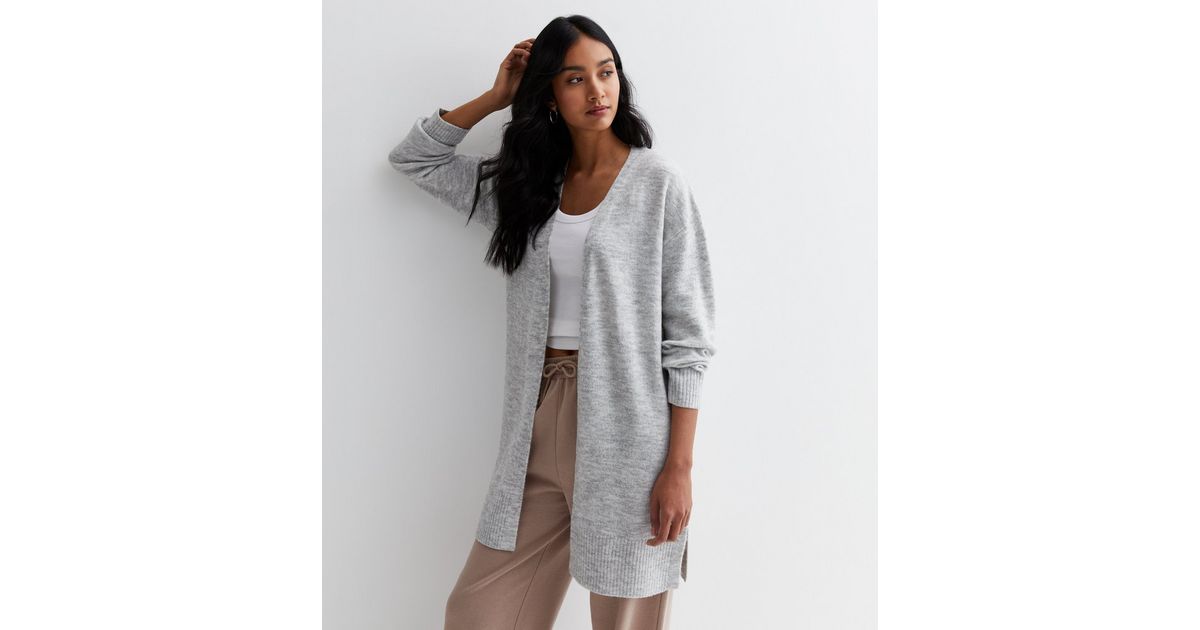 Pale Grey Knit Midi Cardigan | New Look