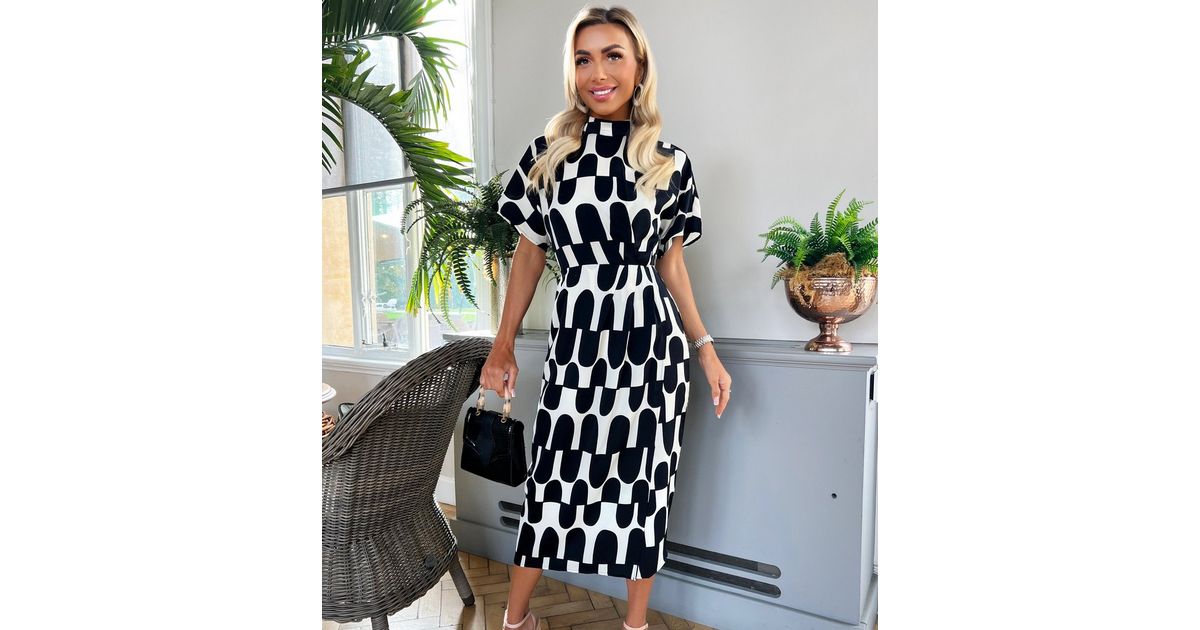 AX Paris Black and White Print Midi Dress | New Look