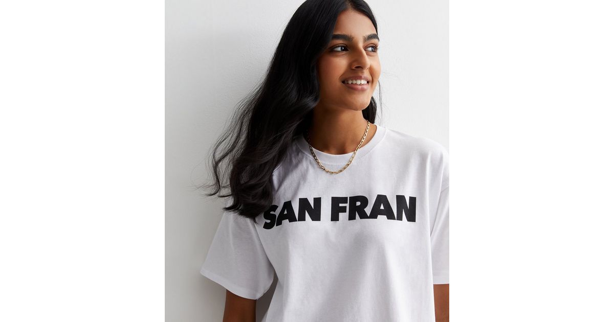White Cotton San Fran Logo T-Shirt | New Look