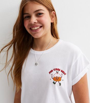 Girls White Cotton Let The Pud Times Roll Logo T-Shirt | New Look