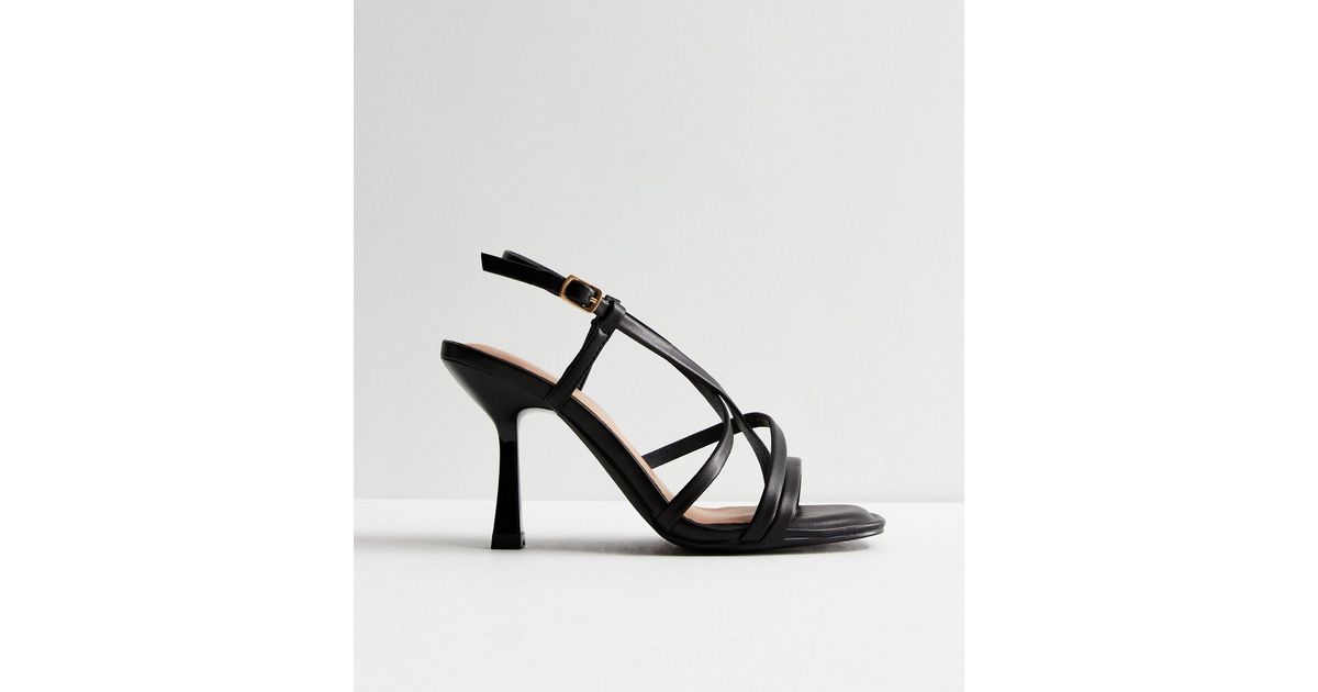 Extra Wide Fit Black Strappy Stiletto Heel Sandals New Look