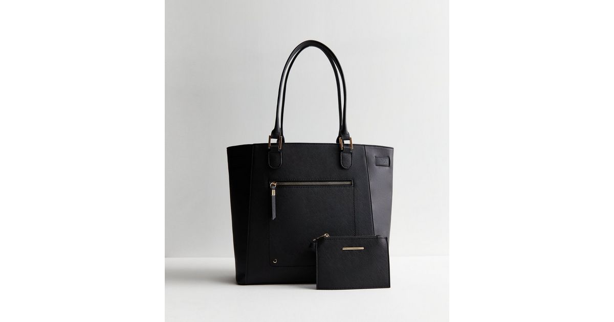 Black Leather-Look Tote Bag and Purse | New Look
