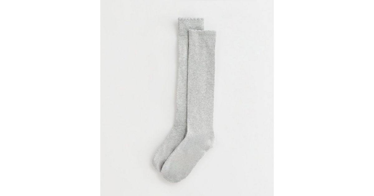 2 Pack Pale Grey Knee High Frill Socks | New Look