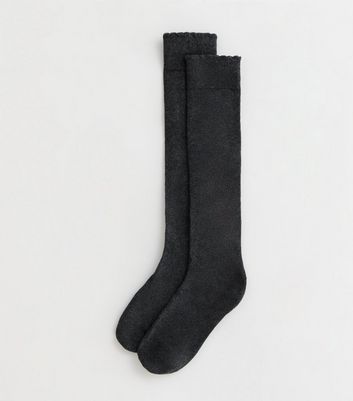 2 Pack Dark Grey Knee High Frill Socks | New Look