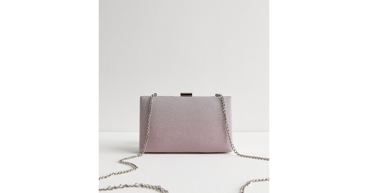 Silver Ombré Glitter Boxy Clutch Bag | New Look