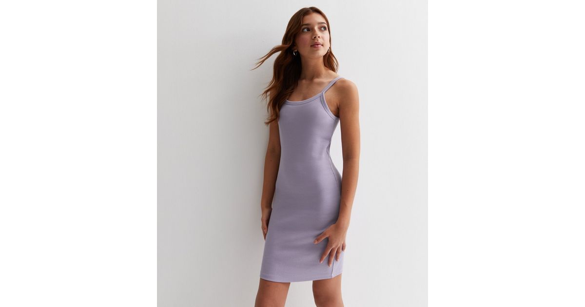 Girls Lilac Ribbed Strappy Dress | New Look
