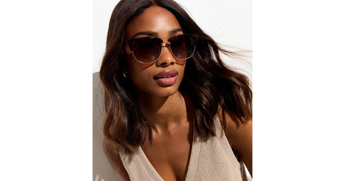 Brown Tortoiseshell Effect Square Frame Sunglasses New Look