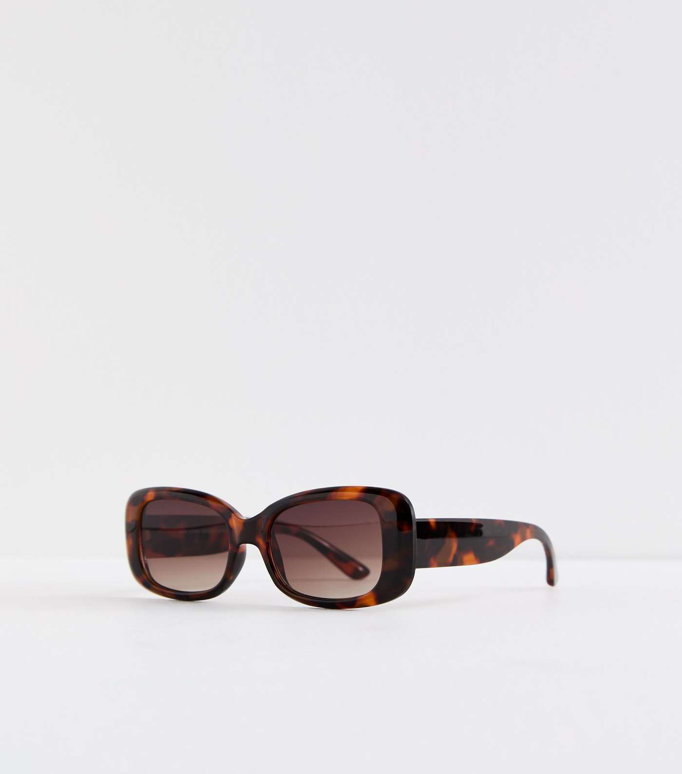 Dark Brown Tortoiseshell Effect Rectangle Frame Sunglasses New Look