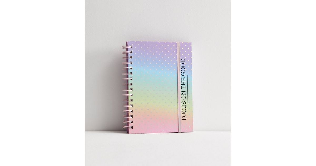 Multicoloured Ombré Logo Notebook | New Look