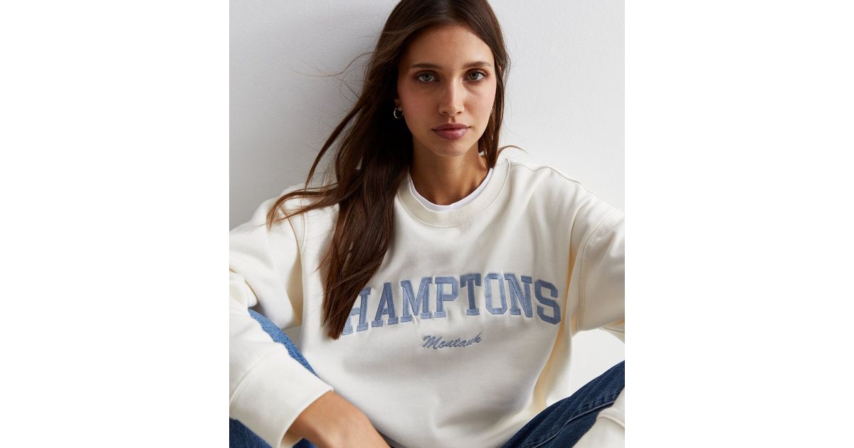 Cream Hamptons Logo Crew Neck Sweatshirt | New Look