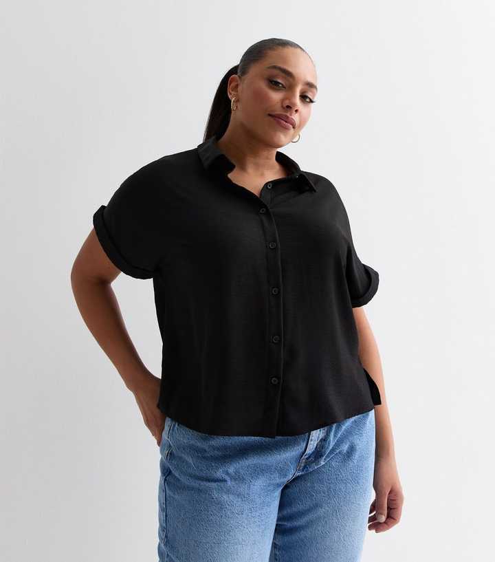 Curves Black Short Sleeve Shirt | New Look