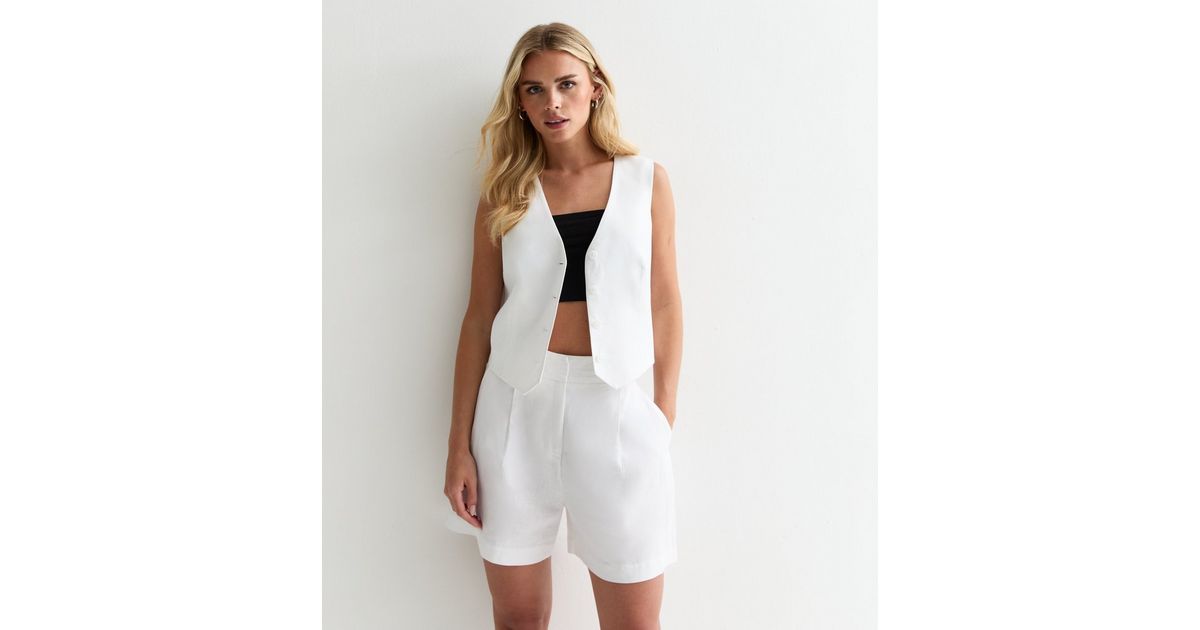 Petite White Linen Blend Shorts | New Look
