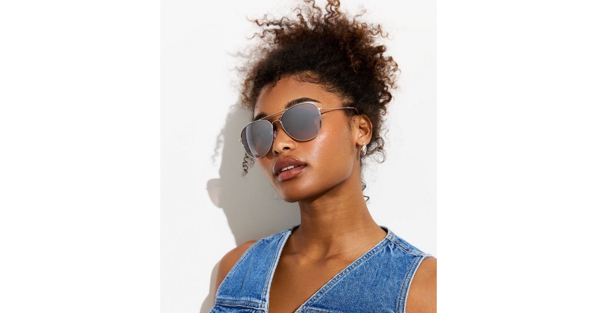 Silver Pilot Sunglasses | New Look