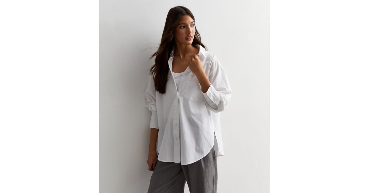 White Poplin Cotton Shirt | New Look