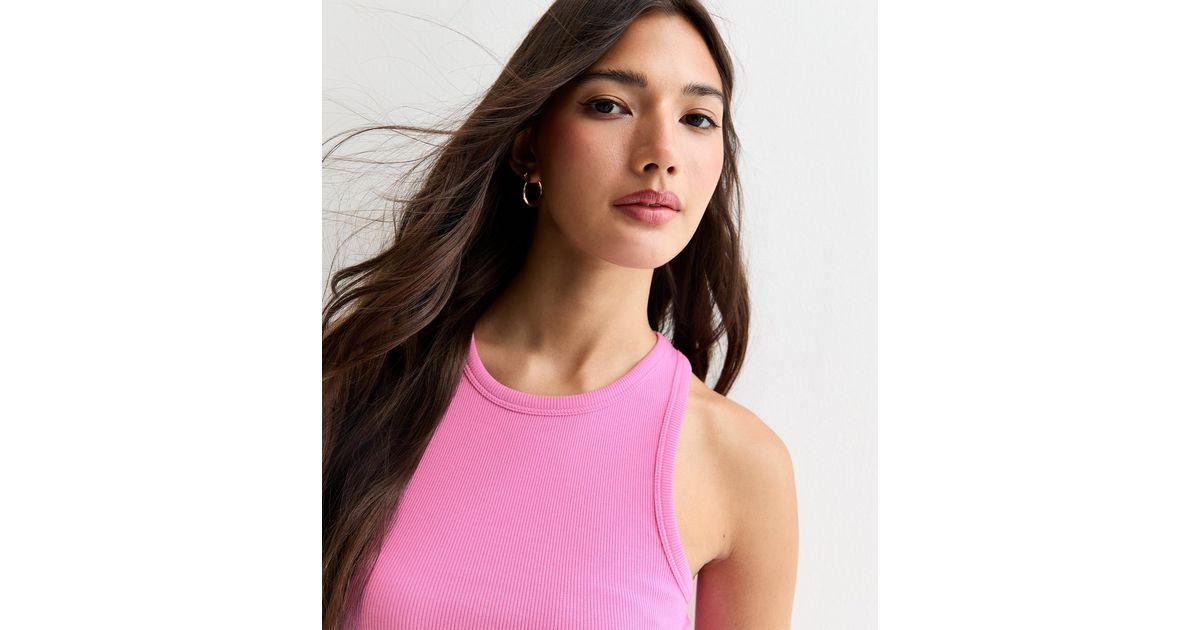 Pink Ribbed Racer Vest | New Look