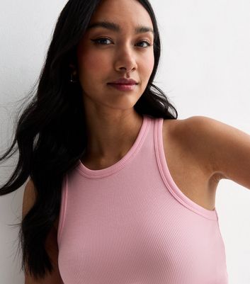 Pale Pink Ribbed Racer Vest | New Look